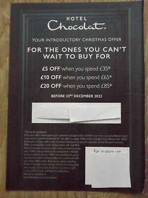 Hotel Chocolat Voucher Value £20 Expires 23 Dec 2022 - Code Emailed Out ...
