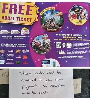 2x 2 For 1 Merlin Entry Voucher Alton Tower Legoland Chessington Online ...